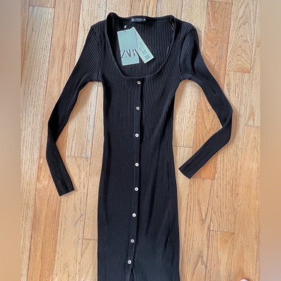 Zara | Dresses | Nwt Zara Button Down Ribbed Midi Dress | Poshmark